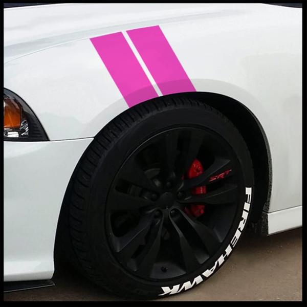 商品名フェンダーストライプハッシュマーク ビニールデカール ユニバーサル 車トラック用ステッカー レーシングストライプ ピンク 609Sticker Connection | Fender Stripes Hash Marks - Viny...
