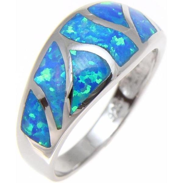 商品名Arthur's Jewelry スターリングシルバー 925 レディース メンズ ブルー合成オパールリング サイズ5~10Arthur's Jewelry Sterling silver 925 women men blue syn...