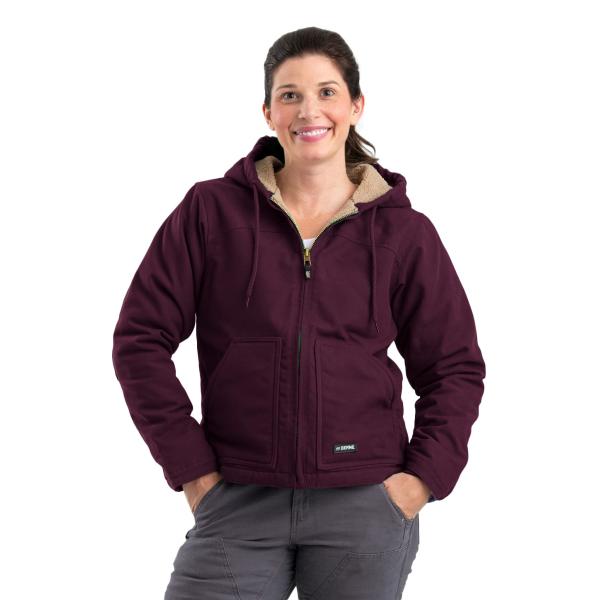 商品名: Berne OUTERWEAR レディース カラー: パープル Berne Women's Sherpa-Lined Softstone Duck Hooded Jacket, X-Large Tall, Plumブランド: Be...