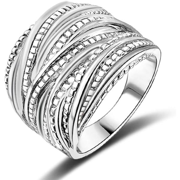 商品名MytysシルバーIntertwined文リングレディース18 mm幅サイズ6 / 7 / 8 / 9 / 10Mytys 2 Tone Intertwined Crossover Statement Ring Fashion Chu...