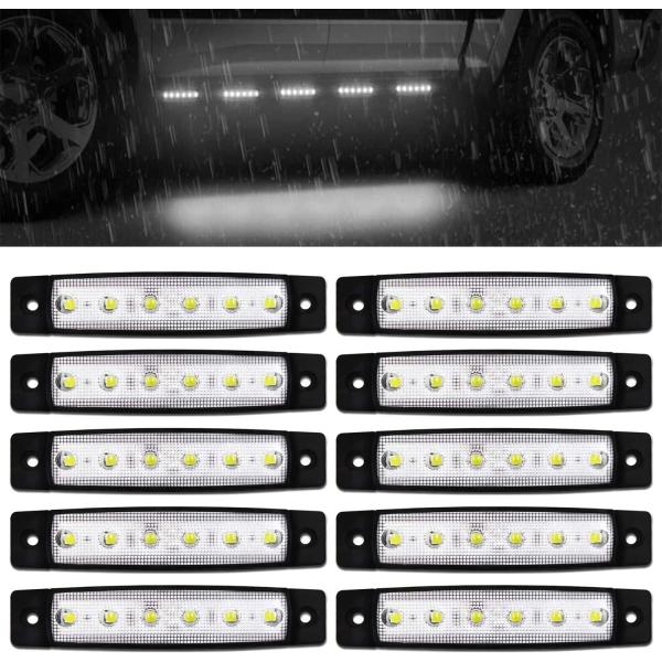商品名10x 6 LED クリアランストラック バス トレーラー サイドマーカー インジケーター ライトテールライト ブレーキストップランプ 12V ホワイト FXC055FXC 10x 6 LED Clearence Truck Bus ...