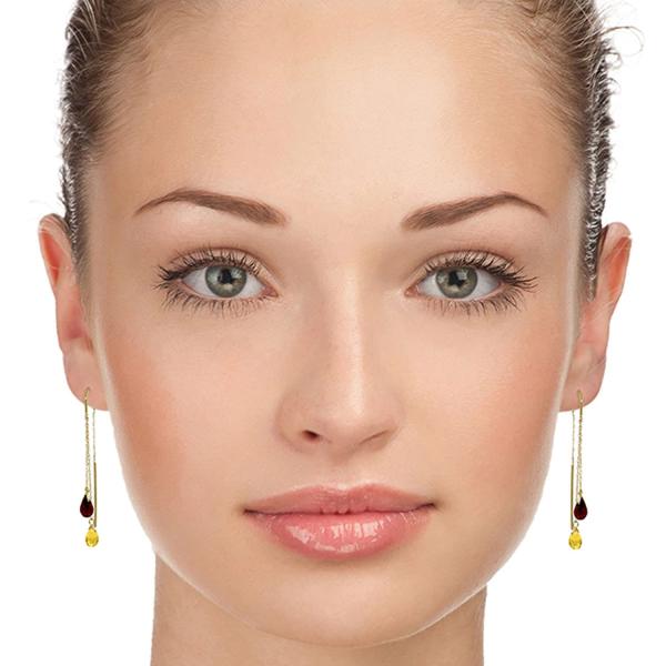 商品名: 2.5?CTW 14?K Solidゴールドねじダングルイヤリング天然シトリンとガーネット Galaxy Gold GG 2.5 CTW 14k Solid Gold Threaded Dangle Earrings with N...