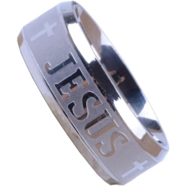 商品名Tanyoyo 8&amp;nbsp;mmステンレス鋼 イエスクロスリング シルバー サイズ6&amp;nbsp;&amp;ndash;&amp;nbsp;14Tanyoyo 8MM Stainless Steel Jesus Cro...