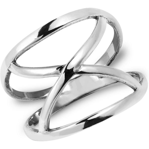 商品名AeraVida モダンインフィニットループオープンXオービット .925スターリングシルバー バンドリング | eウェディングリング レディース | カジュアルコンフォートフィットシルバーリング | ステートメントファッション | ...