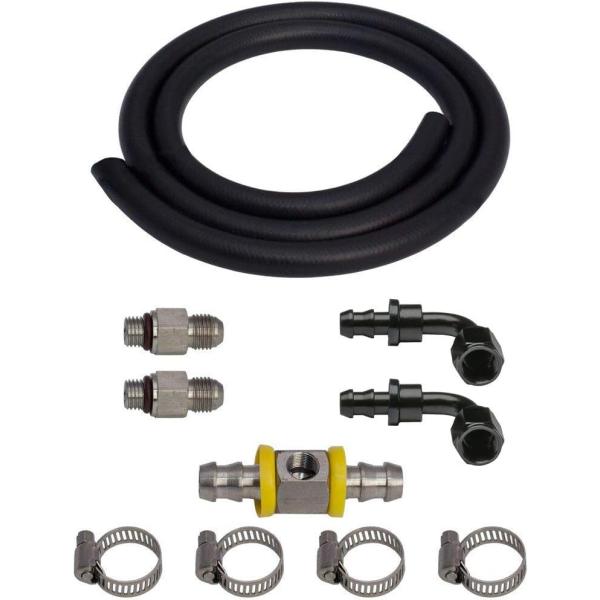 商品名GlowShift 燃料圧力ビッグラインキット 1998.5-2007 ダッジ・ラム 2500 3500 5.9L カミンズ用 燃料ラインのサイズをアップグレード ゴムホース、Tフィッティングアダプター、継手付きGlowShift F...