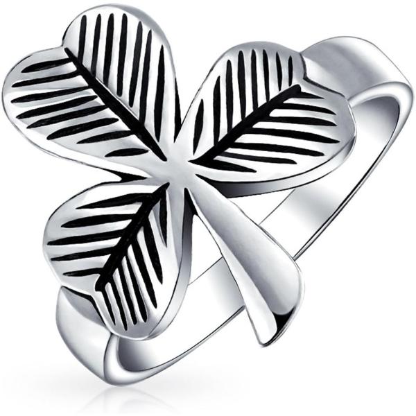商品名[Bling Jewelry] セント・パトリックス・グッドラック・ケルト・アイルランド・トリニティ・シャムロック・クローバー・リング 女性用 男性用 酸化アンティーク加工 .925スターリング・シルバーBling Jewelry S...