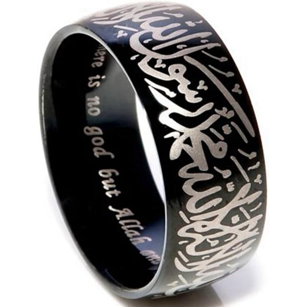 商品名Jude Jewelers 8mm ブラック ステンレススチール イスラム教 イスラム教 シャハーダリング ブラック8mm Black Stainless Steel Islamic Mulslim Shahada Ring (8)ブ...