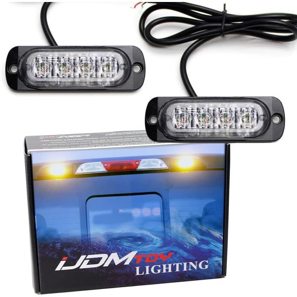 商品名iJDMTOY (2 Amber/White LED Strobe Warning Light Flashers Compatible with Jeep, Truck, 4x4, ATV, Construction Vehicles...