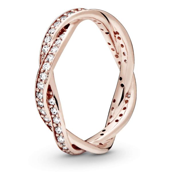 商品名: Pandora Jewelry Twist of Fate キュービックジルコニアリング パンドラローズ サイズ8.5 Pandora Sparkling Twisted Lines Ring - Stackable Rose G...
