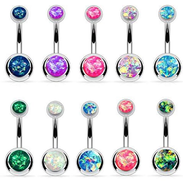 商品名(Glitter Created-Opal) - Created-Opal Navel RIng 10 Belly Button Rings 10PC Set Glitter Belly BarBodyJ4You 10PC Belly...
