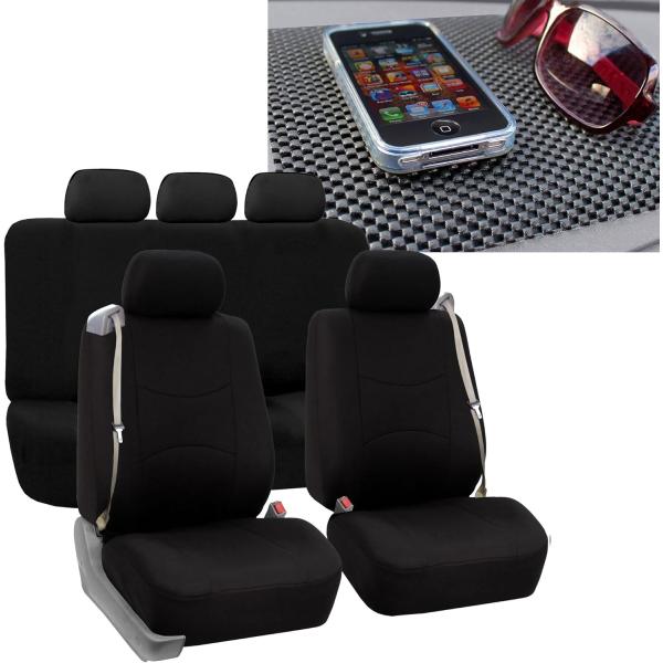 商品名FHグループfh-fb351115すべて目的フラットクロス組み込みシートベルト車シートカバーエアバッグ互換性と分割ベンチwith FHグループfh1002ノンスリップダッシュPadフィットほとんどの車、トラック、SUV、やバン ブラッ...