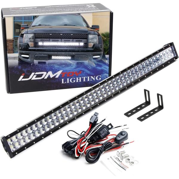 商品名iJDMTOY グリルマウント40インチLEDライトバーキット 2009-14フォードF150 &amp; Raptorに対応 240WハイパワーLEDライトバー ボンネット下取り付けブラケット オン/オフスイッチ配線キットiJDMT...
