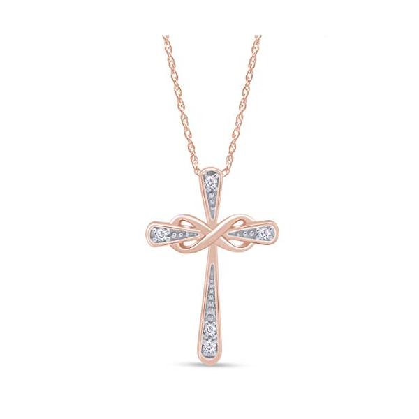 商品名: ホワイト天然ダイヤモンドアクセントインフィニティクロスペンダントネックレス14?Kゴールドオーバースターリングシルバー THE JEWEL ZONE Round Cut White Natural Diamond Accent I...
