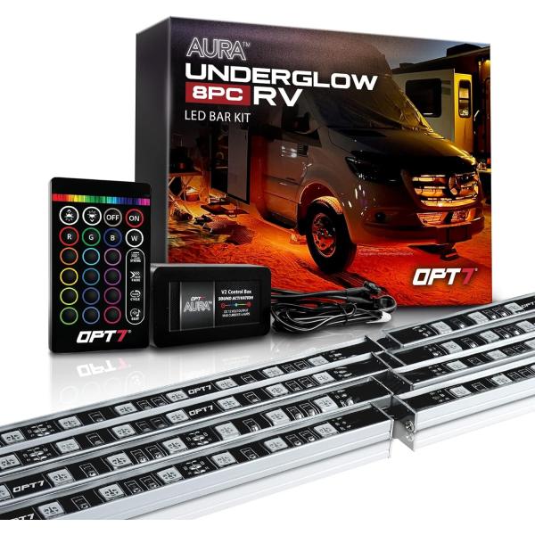 商品名OPT7 Aura Aluminum Underglow LED Lighting Kit for RV w/Wireless Remote, Exterior Neon Accent Underbody Strips, Multi-...