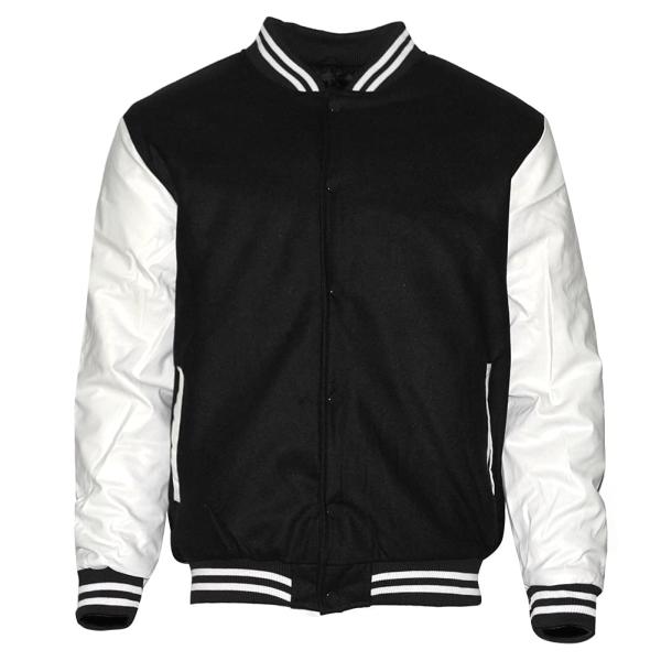 商品名: 新しいメンズ2トーン野球Letterman Varsity Bomberジャケット New Men's Two Tone Baseball Letterman Varsity Bomber Jacket (M, Black/Whi...