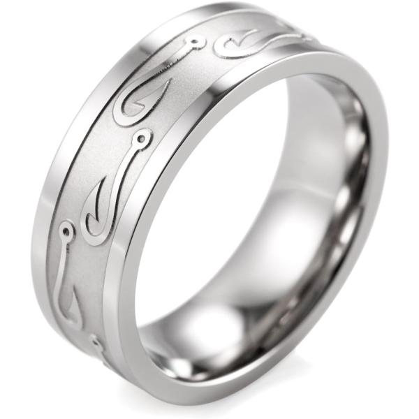 商品名SHARDON チタンリング メンズ 釣り針の浮き彫り模様付 8mmSHARDON Men's 8mm Titanium Ring with Embossed Fishhooks Size 10.5ブランド：SHARDON商品サイズ：...
