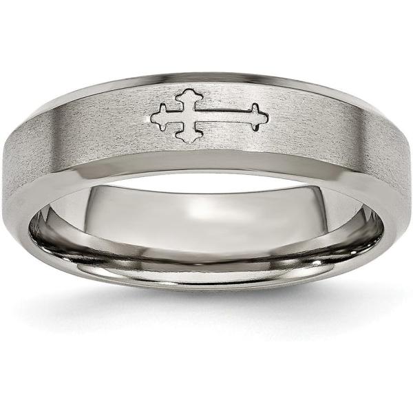 商品名チタンクロスデザイン6 mmサテンベベルエッジバンドJewels By Lux Titanium Cross Design 6mm Satin Beveled Edge Bandブランド：Jewels By Lux商品サイズ：高さ：2...