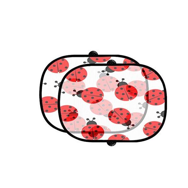 商品名Ladybugsパターン2個自動折りたたみ式前面背面サイドウィンドウサンシェードメッシュStyle In Print Ladybugs Pattern 2 Pcs Auto Foldable Front Rear Side Windo...
