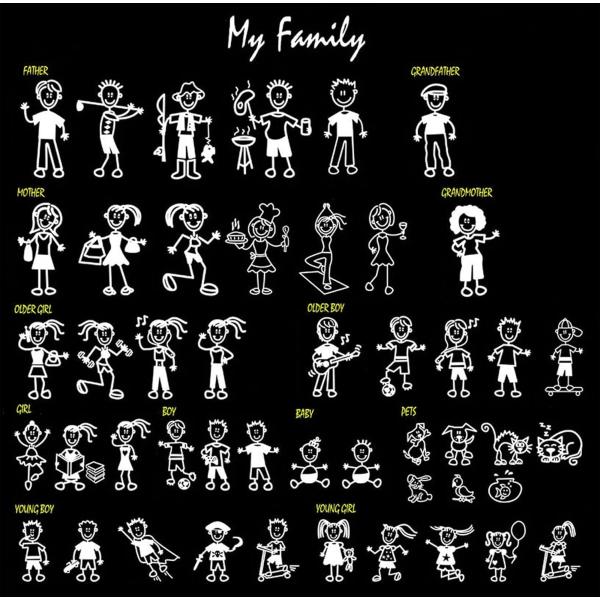 商品名TOTOMO マイファミリー カースティッカー Pick Your 5 Figures ホワイト FA-03TOTOMO Family Sticker Decal for Car Window Bumper Pet Dog Cat F...