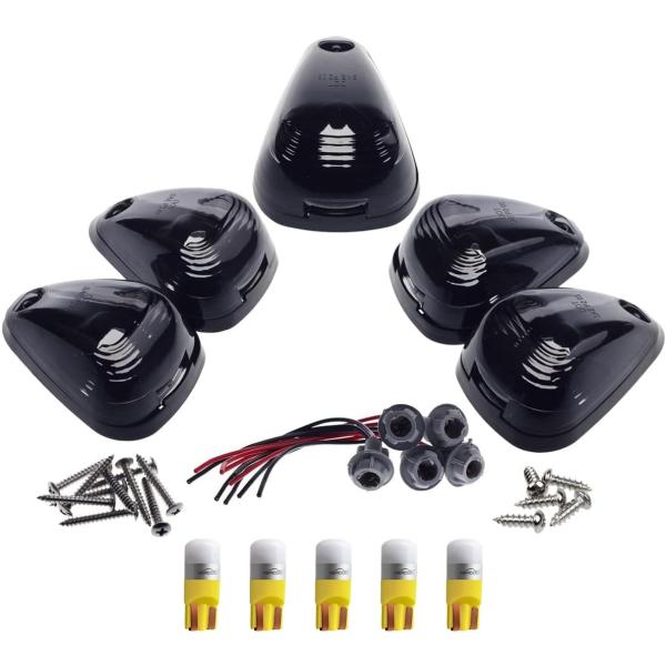 商品名HERCOO Smoke Roof Cab Marker Lights Lens w/ LED Assembly Aftermarket Replacement Compatible with Ford F150 F250 F350 ...