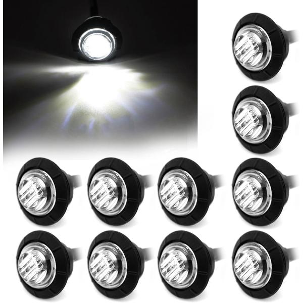 商品名FXC 10x 3/4"" Round LED Clearence Light Front Rear Side Marker Indicators Light for Truck Car Bus Trailer Van Caravan...