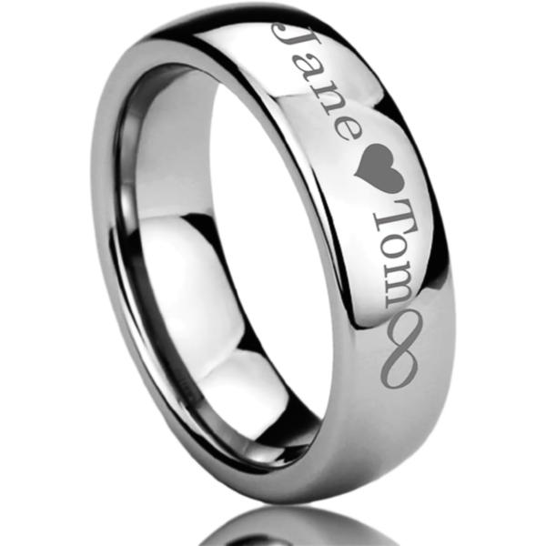 商品名Personalized外側内側彫刻チタンウェディングバンドリング6 mm光沢仕上げドーム型リングPrime Pristine Personalized Outside Inside Engraving Titanium Weddin...