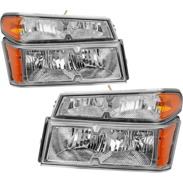 商品名AUTOSAVER88 2004-2012シボレーコロラド|琥珀色 反射鏡+バンパーライトが付いているGMCキャニオンヘッドライト交換用クロームハウジングAUTOSAVER88 Headlight Assembly Compatibl...