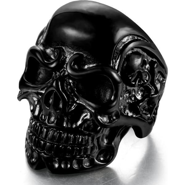 商品名FIBO STEEL ステンレススチールリング メンズ レディース ブラックスカルヘッドリング、サイズ8 &amp;ndash; 14FIBO STEEL Stainless Steel Rings for Men Women Bla...