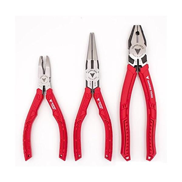 商品名VamPLIERS VT-001-S3F 特殊ネジ抜きプライヤー3本セット 6.25インチ、7.5インチのロングノーズと8インチのPRO LinesmanペンチVAMPLIERS 3-Piece Screw Extraction Pl...
