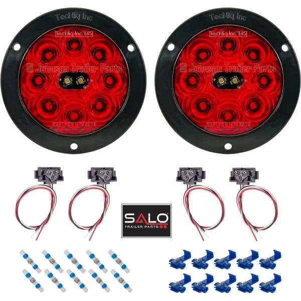 商品名TecNiq, Inc LEDテールライトキット   4インチ ラウンド 高視認性 ストップターン テールライト リバースライト付き | トラック トレーラー RV用 | 配線コネクタ付き (フランジマウント)TecNiq, Inc ...