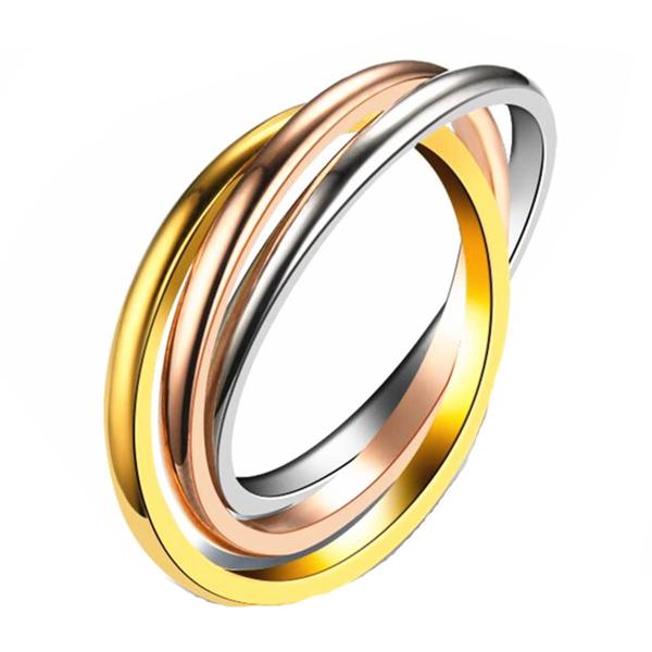 商品名:  Naivo Tri Color Triple Band rolling Ring 18K Gold Plated - 3 Bands trinity interlocking Interlocked Rolling Weddin...