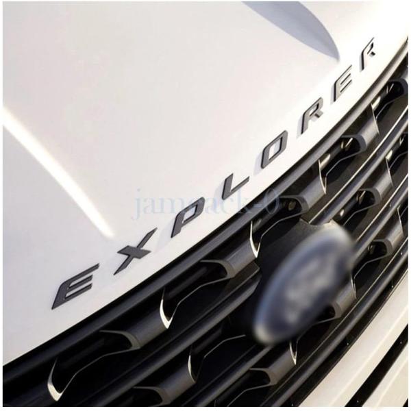 商品名エキゾチックStore 2011   2017 3dメタル(ませんプラスチックFit For Ford Explorerスポーツクロームブラックフロントフードエンブレム文字バッジデカール ブラック Explorer SportTirr...