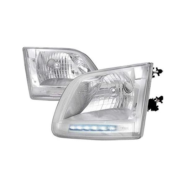 商品名Spec-D Tuning LH-F15097-RS ヘッドライト (Led Euro)Spec-D Tuning Chrome Housing Clear Lens Led Headlights Compatible with Fo...