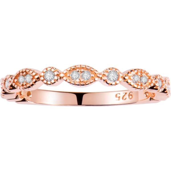 商品名(エスペア) espere Milgrain Marquiseシリーズ 婚約指輪 ラウンドキュービックジルコニア スターリングシルバー プラチナメッキまたはローズゴールドメッキ サイズ4〜9号espere Milgrain Marqu...