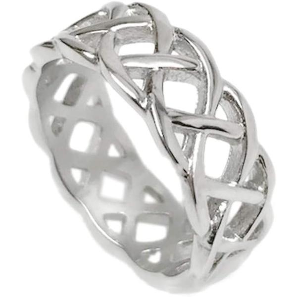 商品名Loralyn Designs メンズ 編み込みステンレススチールバンドリング シルバー Love Infinity 変色なし (サイズ 8-13) シルバーLoralyn Designs Mens Silver Braided St...