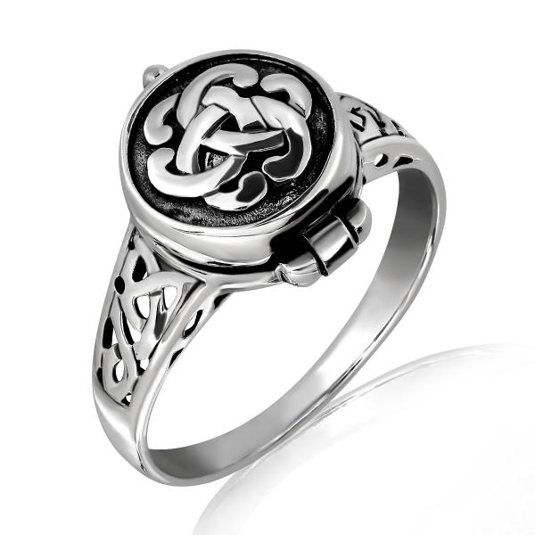 商品名: WithLoveSilver 925スターリングシルバー トリケトラ アイリッシュ ケルトノット トリニティ シグネットロケット ポイズンリング レディース メンズ, スターリングシルバー WithLoveSilver 925 S...