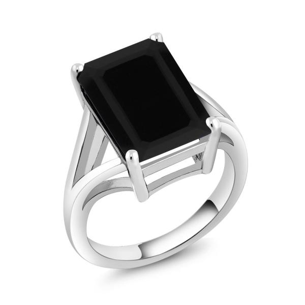 商品名: [Gem Stone King] 6.6カラット 天然 オニキス 指輪 リング レディース シルバー925 8月 誕生石 Gem Stone King 925 Sterling Silver Black Onyx Solitair...
