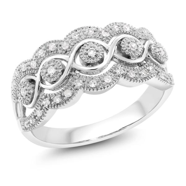 商品名: [Gem Stone King] 0.16カラット 天然ダイヤモンド ホワイトゴールド 指輪 リング Gem Stone King 14K White Gold White Diamond Intricately Interlac...