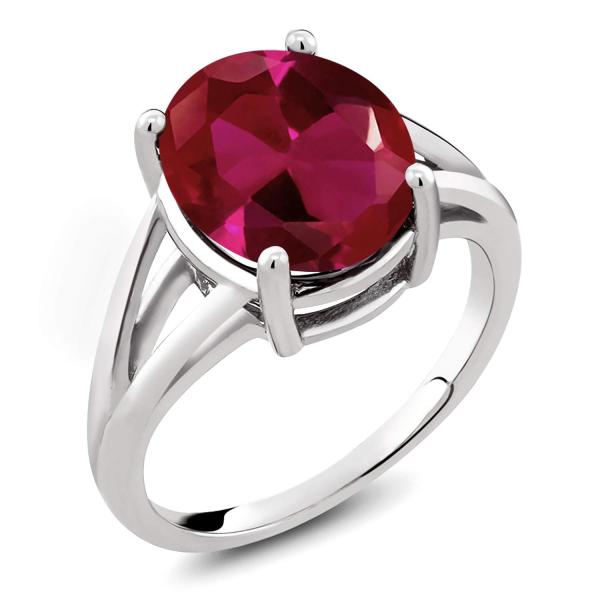商品名: [Gem Stone King] 5カラット シンセティック ルビー 指輪 リング レディース シルバー925 7月 誕生石 Gem Stone King 925 Sterling Silver Red Created Ruby ...