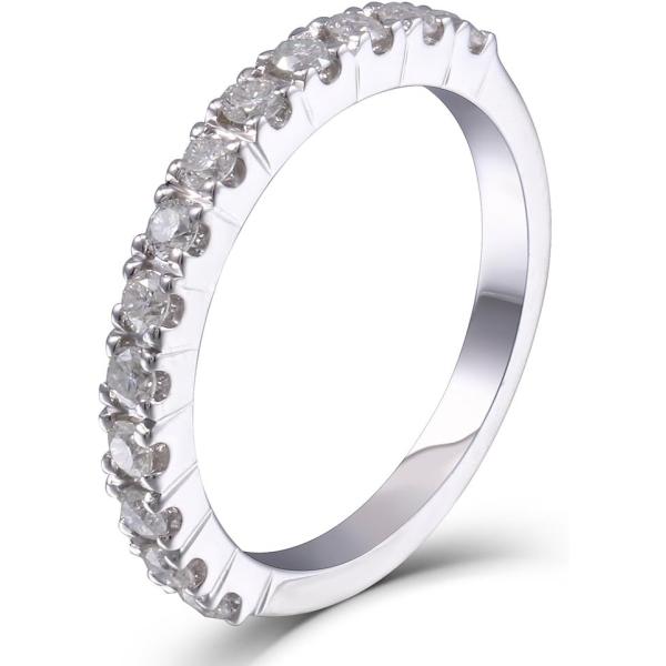 商品名1.01 CTW Hi 2.26 MM幅モアッサナイトLab Createdダイヤモンドハーフエタニティ結婚指輪925シルバーの女性( 7 )DovEggs 0.4CTW HI 2.26mm Width Moissanite Lab ...