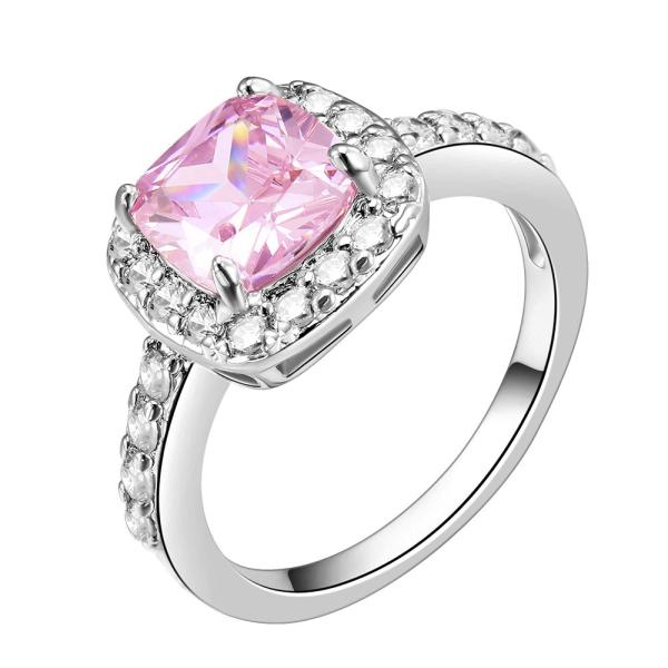 商品名: Impression Collection クッションハロー キュービックジルコニア CZ 婚約指輪 結婚パーティー ステートメント カクテル クラシックファッション サイズ4-12 ピンク Impression Collecti...