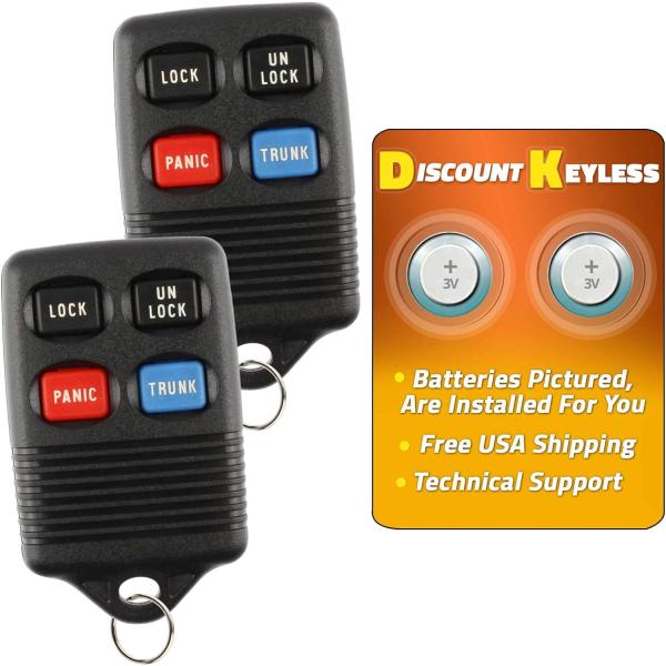 商品名ディスカウント キーレス 交換用 トランク キー フォブ カー エントリー リモコン フォードGQ43VT4T対応 Pair DKA1005Discount Keyless Replacement Trunk Key Fob Car ...