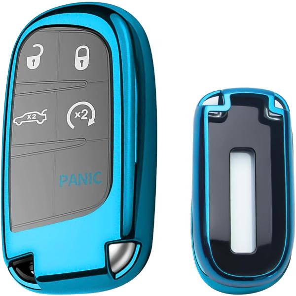 商品名x xotic tech ブルー ソフト TPU キーフォブ シェルスキンカバー クライスラー 200 300 / ダッジ チャージャー チャレンジャー ダート デュランゴ ジャーニー/ジープ グランドチェロキー レネゲードのスマート...