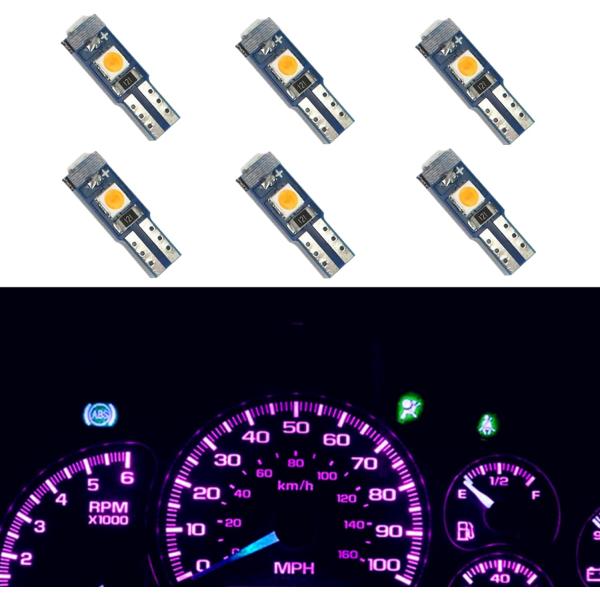 商品名WLJH 6pcs rosa auto LED lampadine T5 cuneo LED luce Canbus errore Frre 74 17 2721 3030 SMD cruscotto auto cruscotto Q...