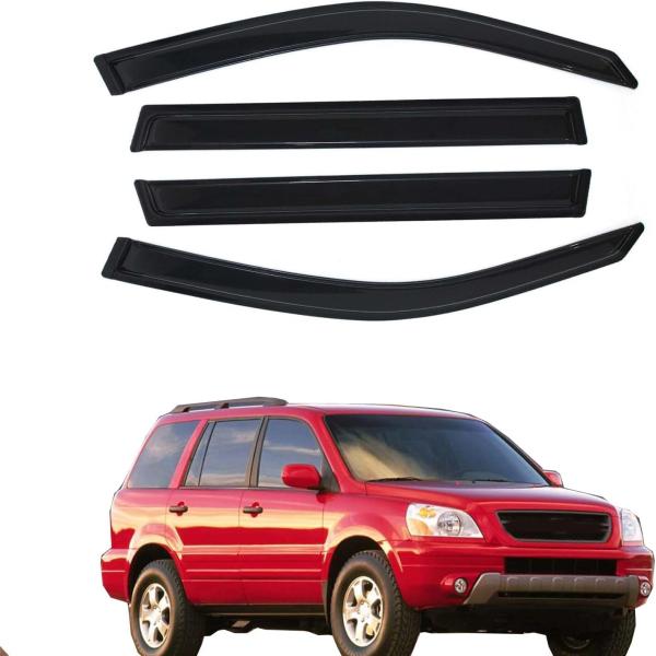 商品名Gldifa Wind Deflector Compatible with 2003-2008 Honda Pilot Smoke Sun Rain Guard Window Visors Dark Smoke 94744ブランド：G...