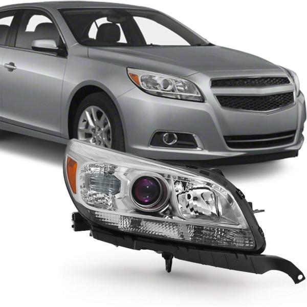 商品名13-15 Chevy Malibu LT/LTZ/Ecoモデル用クロームヘッドライトフロントランプ助手席右側ドライブ交換用AKKON - For 13-15 Chevy Malibu LT/LTZ/Eco Models Chrome...