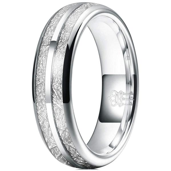 商品名: THREE KEYS JEWELRY 6mm 8mm タングステン 結婚指輪 模造隕石 シルバー 光沢バンド, 非貴金属, ジェネリック THREE KEYS JEWELRY Men Women Wedding Hunting 6...
