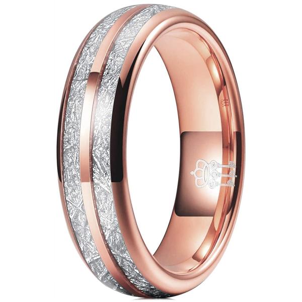 商品名: THREE KEYS JEWELRY タングステン結婚指輪 4mm 6mm 8mm 模造隕石 ローズゴールド 光沢バンド, 非貴金属, ジェネリック THREE KEYS JEWELRY Men Women Wedding Hun...