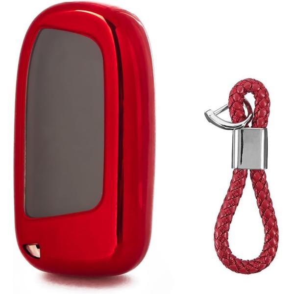 商品名x xotic tech レッド ソフト TPU キーフォブ シェルスキンカバー キーホルダー付き クライスラー 200 300 / ダッジ チャージャー チャレンジャー ダート デュランゴ ジャーニー/ジープ グランドチェロキーのス...