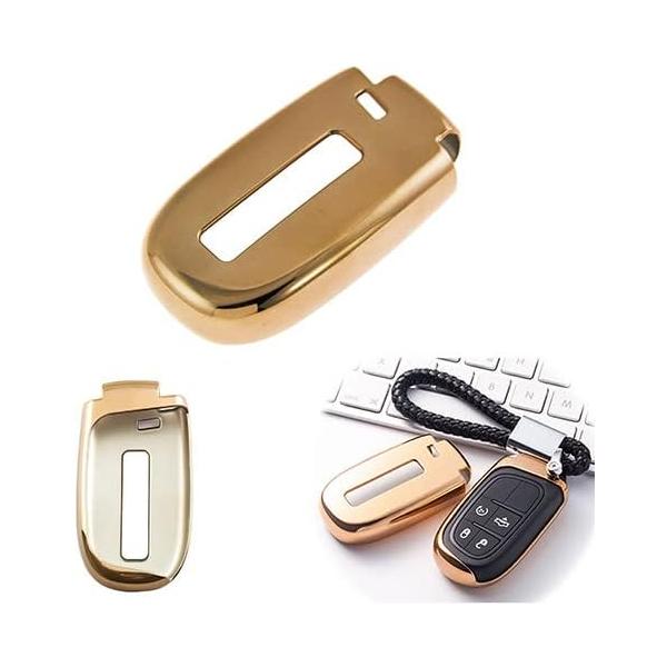 商品名x xotic tech ゴールド ソフト TPU キーフォブ シェルスキンカバー キーホルダー付き クライスラー 200 300 / ダッジ チャージャー チャレンジャー ダート デュランゴ ジャーニー/ジープ グランドチェロキーの...